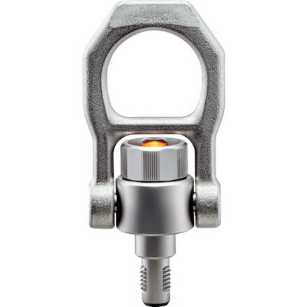 【商品スペック】特長●ボタン操作で着脱が簡単な吊り金具です。●アイボルトの作業時間を85％短縮できます。●シャックルが360度回転します。●ボタンを押しながらネジ穴にピンを差込むことが出来ます。用途●冶具、金型、アイボルトの代用に。仕様●使...