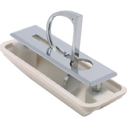 【商品スペック】特長●床下収納庫などの回転取手です。●床下収納の取手して使用できます。●収納庫を開ける時だけ90度回転し取手が取り出せるバリアフリータイプです。用途●床下収納庫で使用仕様●色：クローム●幅(mm)：55●奥行(mm)：41●...