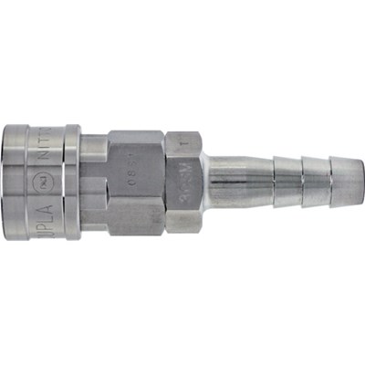 用途●空気、水用。仕様●耐圧力(MPa)：2.0●使用流体：空気、水●使用温度範囲(℃)：-20〜80●最高使用圧力(MPa)：1.5●相手側ホースサイズ(インチ)：3/8●適合カプラ：日東工器ハイカプラシリーズ仕様2●片路開閉型材質／仕上...