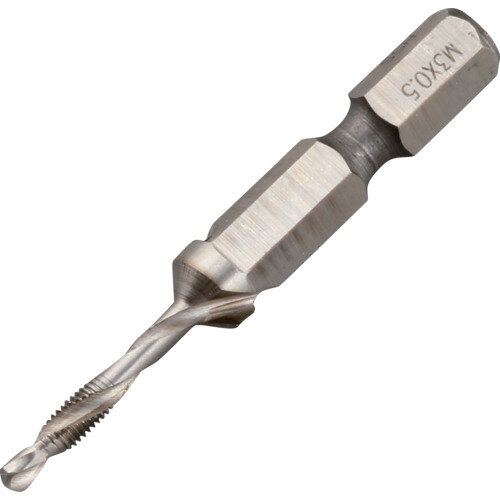 特長●タップの下穴あけとネジ切りが同時にできます。●下穴ドリルとタップを使い分ける必要がなく、すばやく作業ができます。用途●鉄板・非鉄金属・樹脂などのタップ作業に。仕様●精度：ー●呼び寸法：M3●ピッチ(mm)：0.5●ドリル長(mm)：1...