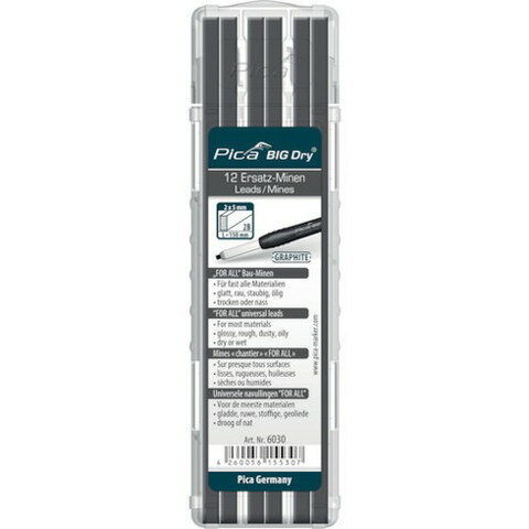 【商品詳細】●2×5の平型芯で直線が引きやすいです。●6060用の替芯です。●開閉しやすいケースで芯の交換が簡単です。●木材（ウェット・ドライ）、鉄、樹脂、コンクリート、タイルなどへの線引きやマーキングに。●色：黒(2B)●全長(mm)：1...