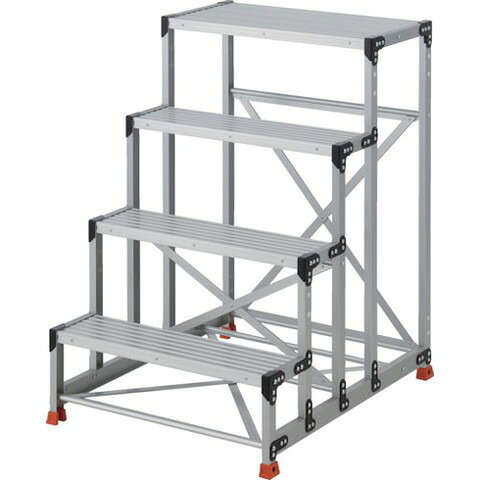 【商品詳細】●底面にも筋交いが入っており、安定感に優れています。●オールアルマイト仕上げです。●滑り止めキャップはスクリベットで取り付けていますのでプラスドライバーでの交換が可能なアルミ製作業用踏台です。●安定感・固定性に優れた工場向けの作...