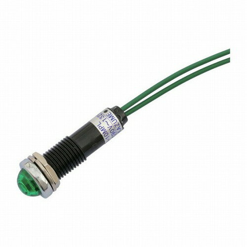 【商品スペック】特長●抵抗器内蔵の高輝度LED表示灯です。●AC/DC100V用電源にダイレクトに接続出来ます。●パネルカット:φ10.2●発光色:緑●レンズ色:緑●長さ200mmのリード線(UL1430 AWG24)付です。用途●電源表示...