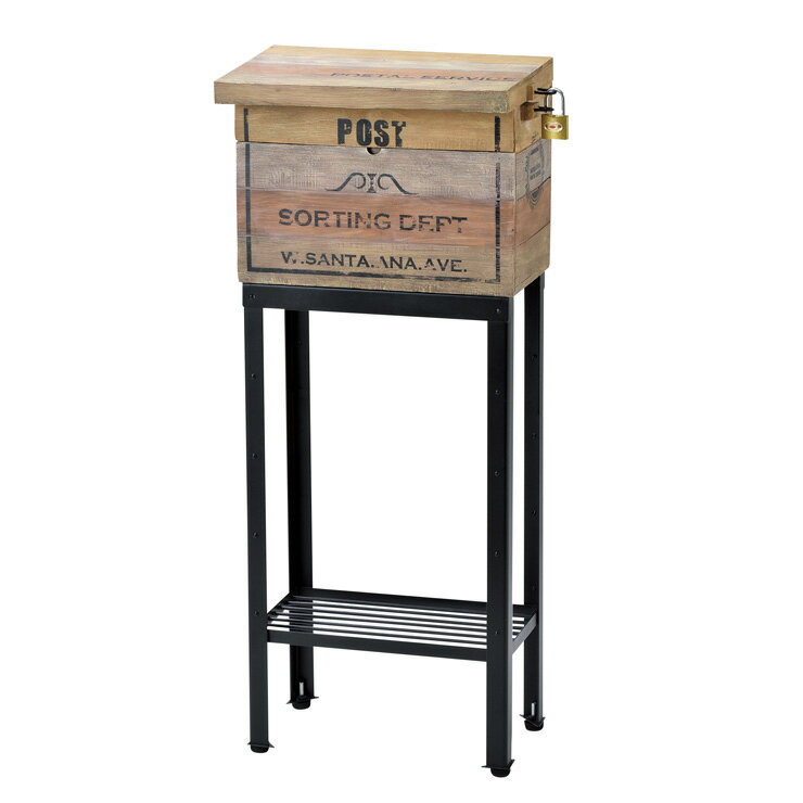 材質：レジン・スチール投函口：31W×2.5H取出し口：35.5W×15H南京錠付き・アジャスター付・組立式【代引きについて】こちらの商品は、代引きでの出荷は受け付けておりません。【送料について】北海道、沖縄、離島は送料を頂きます。