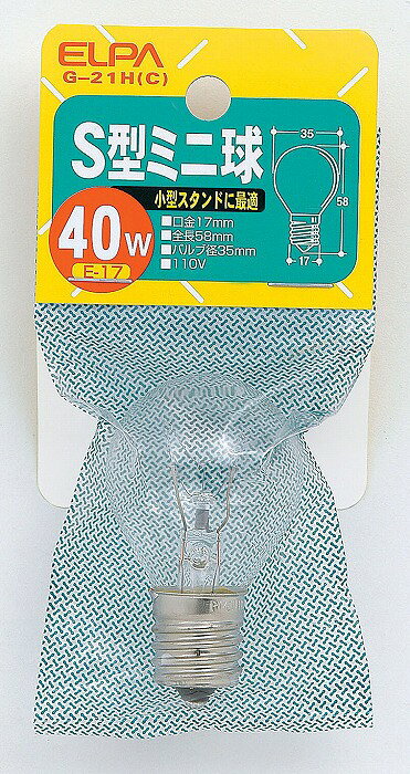 【商品詳細】定格電圧：110V定格消費電力：40W定格寿命：約1,000時間本体サイズ：全長58×バルブ径35(mm)口金：E17入数：1個カラー：クリアキラキラした輝きを演出する電球。なだらかな形のガラス球で、小形スタンド・室内装飾照明・...