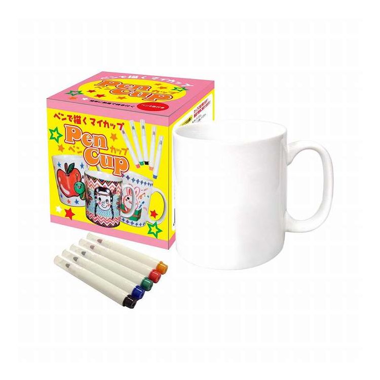 【商品説明】カップに描いたデザインが熱湯でカップに定着します。一度完成した後も、再度描き足し、熱湯を注げばデザイン追加ができます。生産国:日本素材・材質:カップ:陶器ペン:プラ商品サイズ:10×10×H10cmセット内容:専用マグカップ、専...