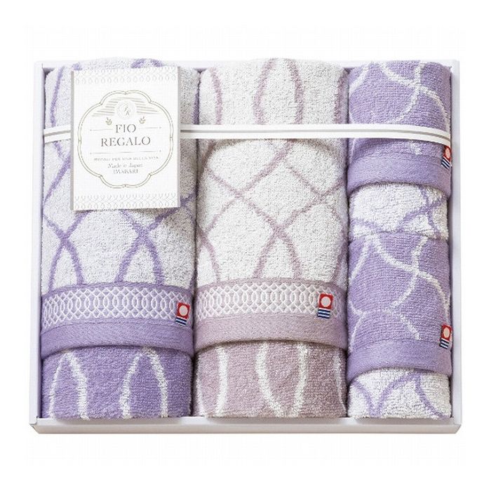 【商品詳細】落ち着いた色合いでモダンなデザインのタオルです。タオルの名産地・今治で織り上げたタオルは使いはじめから吸水性が良くふんわりした風合いが長続きします。現品サイズ・内容:33×75cmフェイスタオル2枚・30×33cmウォッシュタオ...