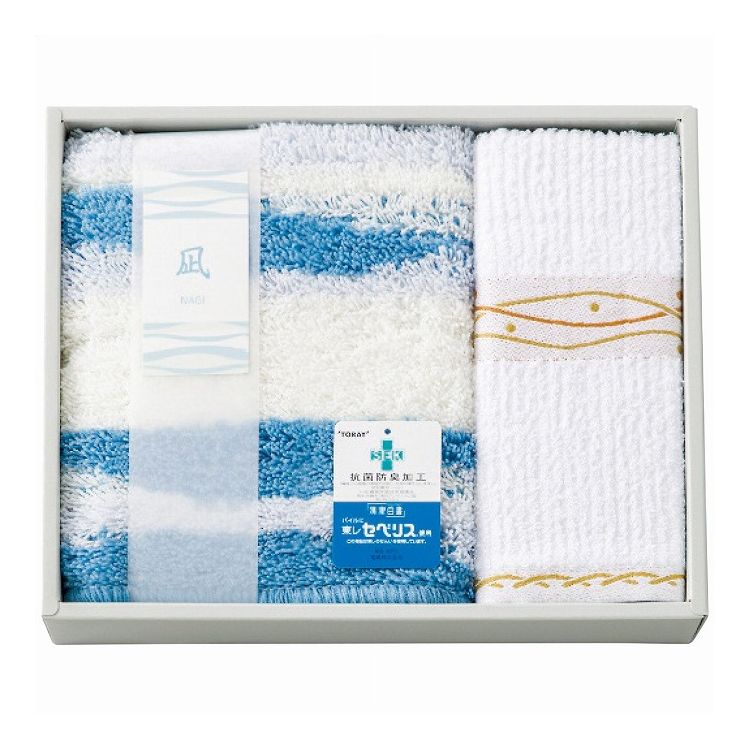 抗菌防臭・吸水速乾。裏面はすべりにくい加工になっています。波をイメージした、凹凸のある織柄のマットです。【商品区分】雑貨【商品内容】40×55cmバスマット1枚・アクリル100％・34×82cmフェイスタオル1枚・綿100％・［日本製］【メ...