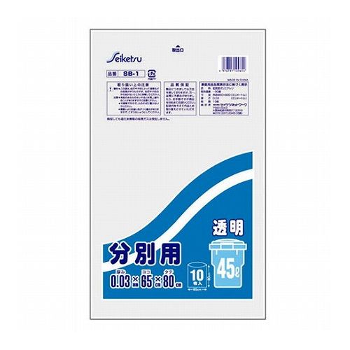 分別用45L 10枚入 透明分別用45L 10枚入 透明商品サイズ : 厚み0.03×ヨコ650×タテ800mmケースサイズ : W360×D235×H280mm素材 : LDPE生産国 : 中国火のそばに置かないで下さい。【代引きについて...