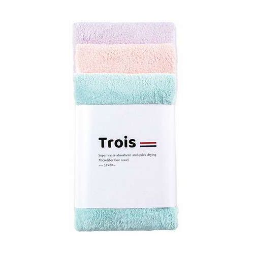 【商品詳細】マイクロファイバーのフェイスタオル3枚組です。柔らかな手触りと、吸水性が特徴のタオルです。【仕様】・組成 : ポリエステル85%/ナイロン15%　(マイクロファイバー)・サイズ : 約33×80cm・中国製・他の製品と一緒に洗濯...
