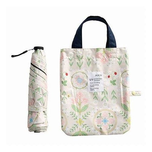 【花文様シリーズ】裏ブラックコーティング/遮光&遮熱に優れた晴雨兼用トートバッグ付き折りたたみ傘『花文様-HANA MON YOU- シリーズ』は日本の伝統柄からインスパイアされた、お花×アニマルのMKNオリジナルテキスタイルシリーズ。奈良...