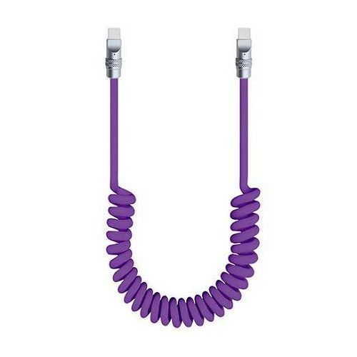 PD100W対応/最大1.5m伸縮シリコンコイルUSB-Cケーブルパープルバネのように伸縮するコイル構造を採用し、使用シーンに合わせてコイルを伸ばして長さを調節でき、手を離せば元の形状にまとまります。収納時は0.5mとコンパクトで、最大約1...