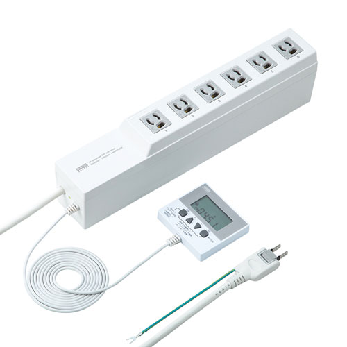 ●定格容量:15A・125V(1500W)●プラグ:2P(トラッキング火災防止絶縁キャップ付スイングプラグ)●差し込み口:3P・6個口●電源コード長:3m●タイマー操作板コード長:2m●本体サイズ:W350xD60xH80mm●タイマー操作...