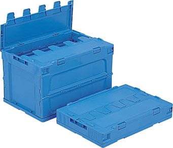 ■サイズ外寸：530×366×342mm内寸：494×336×307mm有効内寸：492×334×307mm■圧縮荷重：6.96kN(710kgf)■色相：ブルー、透明■材質：PP■内容量：50.4L■底面形状：SB(斜)特殊機構：両長側、...