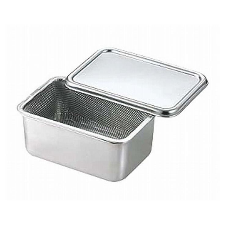 カンダ ?kan 豆腐水切かごセット 蓋付ツル無 038059JANコード：4949362038596規格：規格蓋付ツル無サイズ：外寸幅×奥行×高さ167×115×H70mmサイズ容量1：167×115×H70mm材質：18-8ステンレス生...