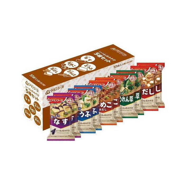 原材料 【いつものおみそ汁 なす】揚げなす(外国製造)、米みそ、調合みそ、ねぎ、風味調味料、でん粉・デキストリン混合物、みりん、乾燥わかめ、オニオンエキスパウダー、酵母エキスパウダー、こんぶエキスパウダー/調味料(アミノ酸等)、酸化 防止剤...