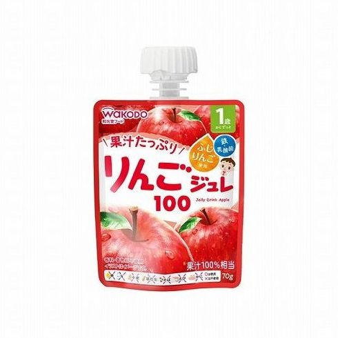 1歳から飲める果物100%相当のジュレ（スムージーを除く）。甘味・酸味のバランスが良い人気品種「ぶじりんご」を使用。お子さまにとらせたい、鉄・乳酸菌入り。ジュレタイプなので、液体飲料よりこぼしにくい。常温保存可能（未開封時）。香料、着色料不...