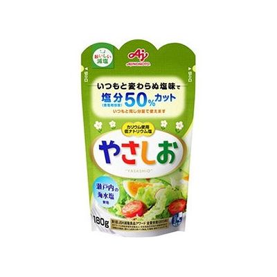 商品概要メーカー：味の素商品名：【軽】やさしお（180g）区分：食品内容量：180g商品概要：●瀬戸内の海水塩使用、おいしさそのまま塩分半分にカットしたライトソルトです。●瀬戸内地方、備前岡山の海水から作った塩に、カリウム塩を加えて仕上げま...