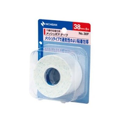 商品概要メーカー：ニチバン商品名：メッシュポアテープNo．38F（38mm×5m）区分：日用雑貨内容量：1個商品概要：メッシュ状不織布に刺激の少ない粘着剤を塗布した粘着包帯です。通気性が良く、ムレたりカブレたりすることがほとんどありません。...
