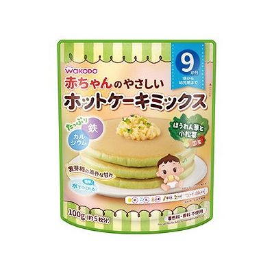 商品概要メーカー：アサヒグループ食品（和光堂）商品名：【軽】赤ちゃんのやさしいホットケーキミックスほうれん草と小松菜（100g）区分：食品内容量：100g商品概要：【9か月頃から幼児期まで】水だけで簡単に調理できる、赤ちゃんのためのホットケ...