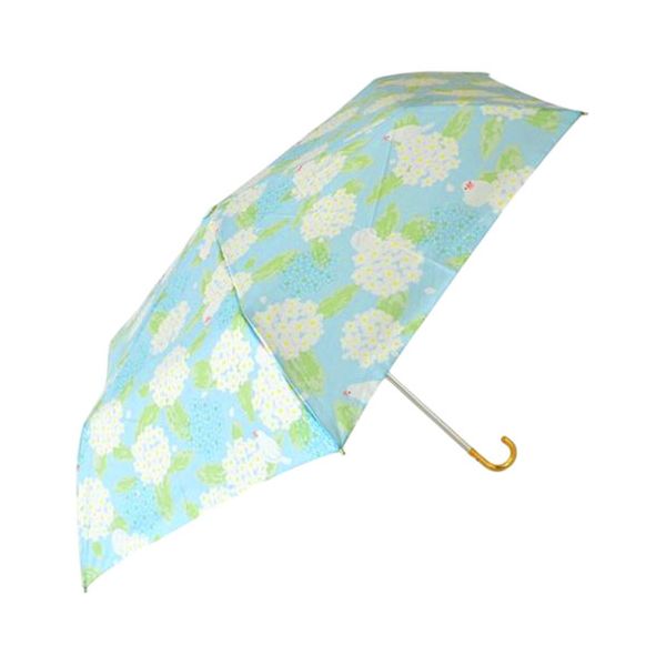 ■サイズ・色違い・関連商品■ピンク■くすみブルー[当ページ]■商品内容【注意事項】お届けのカラーはくすみブルーとなります。 まあるい白い「コデマリ」のお花の中に白文鳥さんがくっついている、ペールトーンの水彩風プリントの折りたたみ雨傘。優しい...