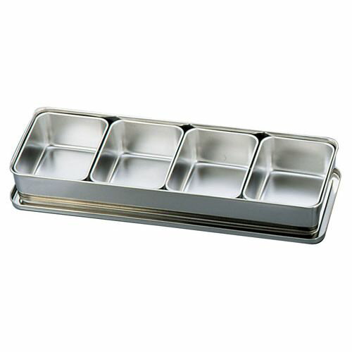 ムラノ ステンレス プレスヤクミ入 4ヶ入長 AYK6203 JANコード 4520785090530●タイプ:4ヶ入長●幅×奥行×高さ(mm):435×145×60●材質：21-0 ステンレス■仲子は18-8深型組バット0号になります。【...