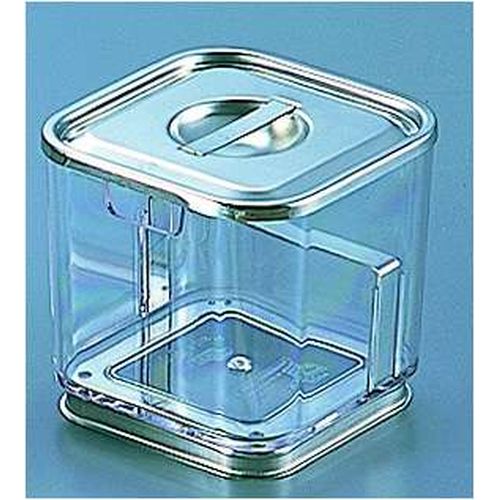 YUKIWA ポリカーボネイト 角タレ入（台付） BTL03 JANコード 4520785065934●幅×奥行×高さ(mm):95×95×90●材質：18-8ステンレス+ポリカーボネイド【送料について】北海道、沖縄、離島は送料を頂きます。