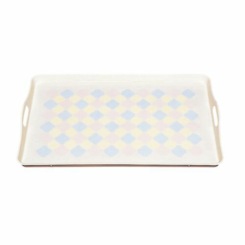 中西工芸 FRP大型配膳トレイ OHT-6240 白地／ブルーピンクチェック柄 PTL5103 JANコード 4962127009570●地色/柄:白地/ブルーピンクチェック柄●幅×奥行×高さ(mm):623×402×28●(底内寸)幅×奥...