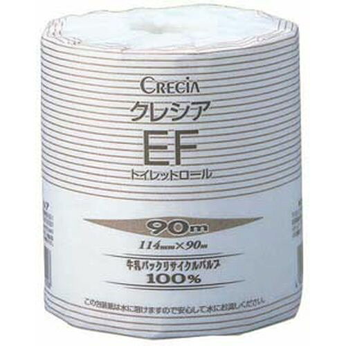 クレシア EFトイレットロール 90M （1ケース80個入） KTI2801 JANコード 4901750101008●間口(mm)×長さ(m):114×90●重量(kg):0.210●材質：パルプ■材質:牛乳パックリサイクル パルプ100...