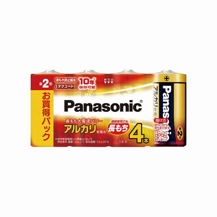 パナソニック アルカリ乾電池 単2形 4本パックLR14XJ/4SW【代引きについて】こちらの商品は、代引きでの出荷は受け付けておりません。【送料について】北海道、沖縄、離島は送料を頂きます。