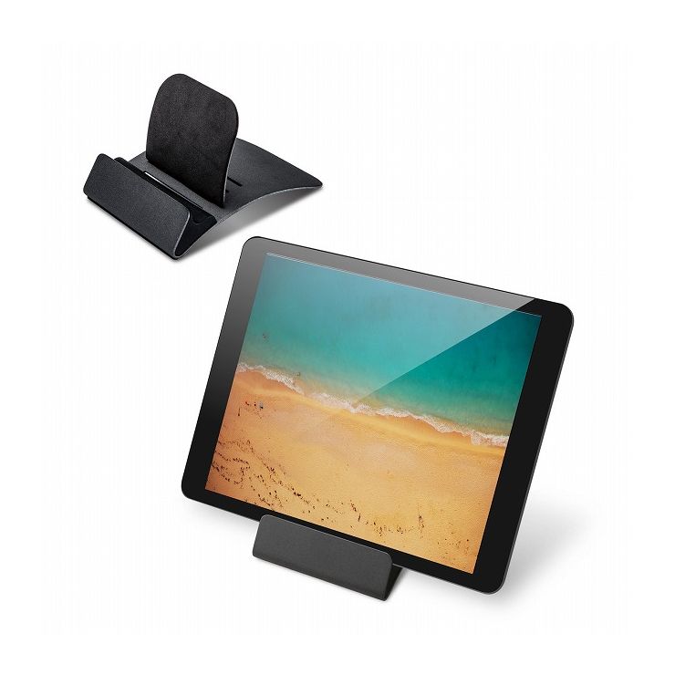 特長：充電ケーブルをスッキリ配置。4段階に角度調整ができ、タブレットを充電しながら試聴できるタブレット用スチールスタンド。　概要：■4段階に角度調整ができ、設置しているスマートフォンまたはタブレットに充電ケーブルを装着できる、スチールスタン...