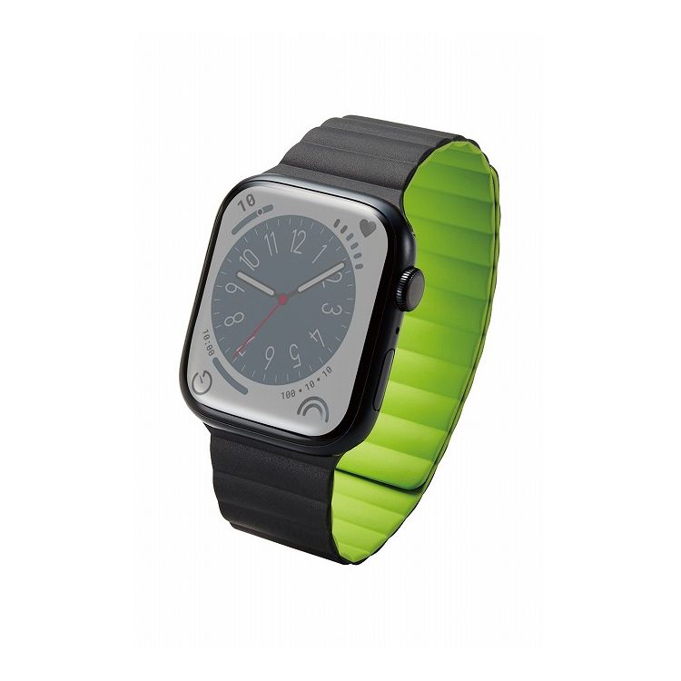 【商品名】アップルウォッチ バンド Ultra / SE / Series 8 7 6 5 4 3 2 1 [ 49mm 45mm 44mm 42mm ] シリコン マグネット式 ベルト 耐衝撃 ブラック×グリーン【特長】バンドに埋め込まれ...