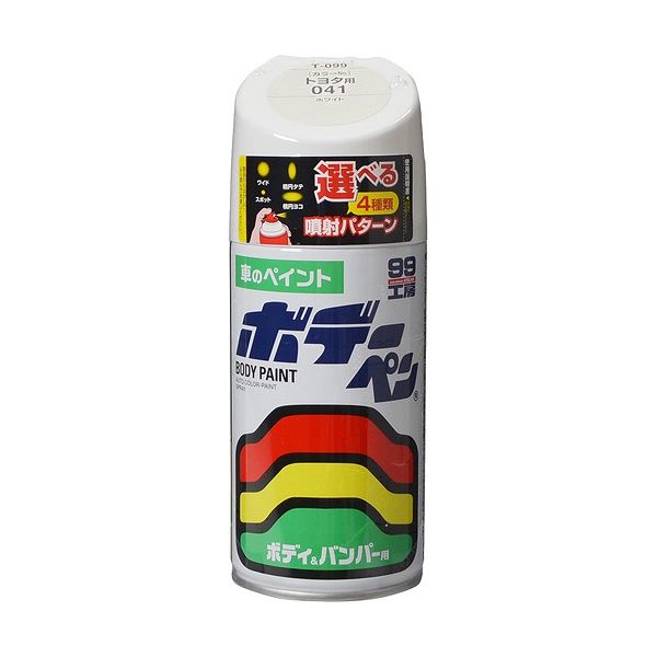 ソフト99 車用 ペイント・塗料 ボデーペン T099 08099JANコード：4975759080992【内容量】 300ml◆焼付塗装に迫る性能を持つ、ストレートアクリル樹脂塗料。◆バレー式ボタン採用で、ラクにキレイにスプレーできます。...
