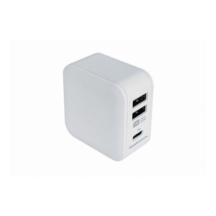 【商品説明】PD20W対応、リバーシブルUSB　3ポート充電器。USB-Aポートは自動識別IC搭載で端末に合わせて最適充電。3ポート合計20W充電でiPhone、スマートフォン充電対応本体サイズ：50X27X48【送料について】北海道、沖縄...