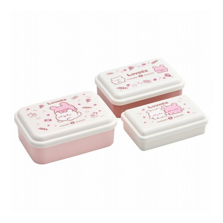 ※こちらはらぶいーずの絵柄の商品ページになります。【商品詳細】ドーム型のフタで、"ふわっと"ご飯やおかずが盛れておいしさもUP♪3サイズのケースが入れ子式にできるのでコンパクトに収納できます。フタを外して電子レンジOK！お弁当箱・保存容器・...