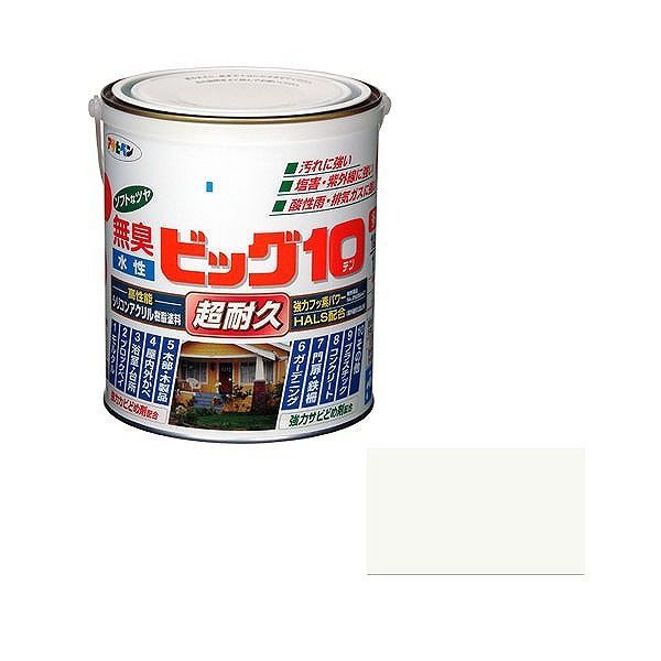 【商品詳細】特殊フッ素樹脂、反応硬化型シリコン変性アクリル樹脂、紫外線防止材(HALS)の相乗効果により、汚れにくく、耐久性に優れた高性能塗料　サビドメ剤・防カビ剤を配合していますので、長期間サビやカビの発生を防ぎます。　いやな臭いのしない...