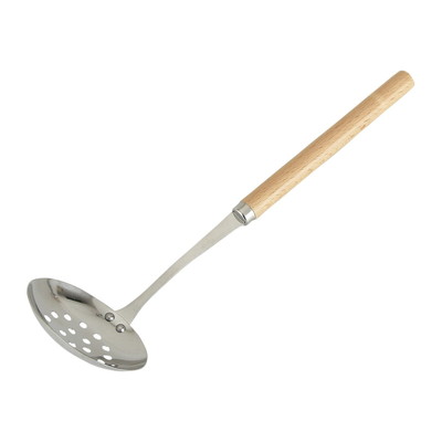【商品説明】●卓上のお鍋の取り分けに便利な、小さめサイズの木柄穴あきお玉です。●日本製。●具だけすくえる穴あきタイプです。●サイズ(約)：235×62×55mm●重量(約)：35g●材質：金属部/ステンレススチール　ハンドル/天然木●日本※...