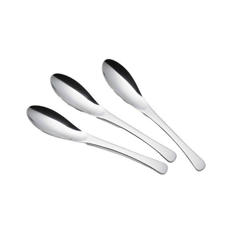 ●丈夫でサビにくい燕三条製カレースプーン。【商品情報】●スリムなフォルムで食べやすい形状です。●臭い移りや色移りがしにくいステンレス製 なので、お手入れも簡単です。●カレーはもちろん、チャーハンや麻婆豆腐などにもお使いいただけます。●3本組...