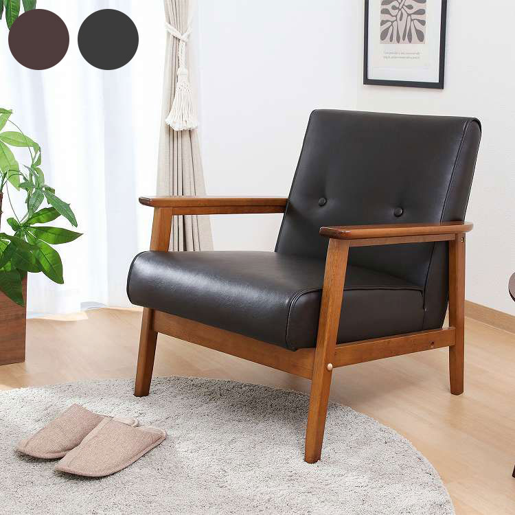 ■商品サイズ幅64×奥行72×高さ70cm■素材構造部材:天然木(ラバーウッド)表面加工:ラッカー塗装張り材:合成皮革(PU)クッション材(座面):ウェービングベルト/ウレタンフォームクッション材(背もたれ):ウレタンフォーム■生産国マレー...