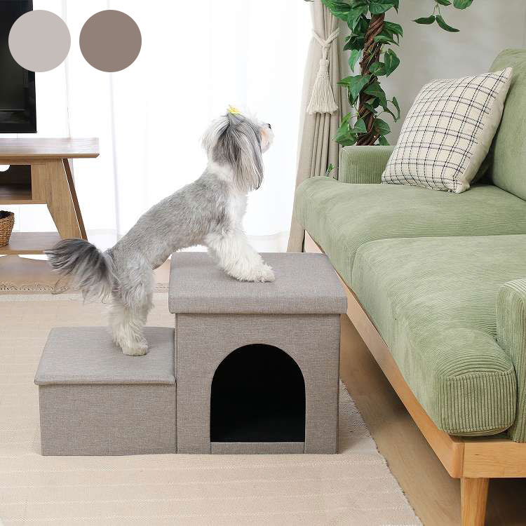 ■商品サイズ幅69×奥行39×高さ39cm■素材本体:MDF/ポリエステルクッション:ポリエステル■生産国中国■特徴ペットの暮らしを快適にするペットハウス付きステップ一見ペットハウスには見えないデザインと落ち着いたカラーで自然とお部屋に馴染...