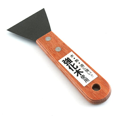 【用途】小さいサイズのスクレーパー。【機能・特徴】0．4厚の薄板特殊ハガネ（SK−5）にフッ素加工を施した小型スクレーパー。ブレードはサビに強くバネが有ります。ハンドルには積層強化木を使用しており、耐水・耐油・耐熱性が非常に強く、腐食の心配...