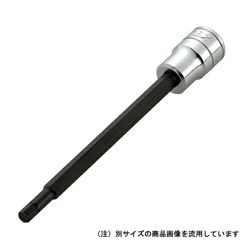 【用途】六角穴付ボルト(キャップスクリュー)を締緩する為のレンチ。【機能・特徴】ビット部は差込式で、交換が可能です。差込角側は応力の集中を防ぐパワーフィット形状を採用しています。【仕様】●サイズ：4mm。●差込角：9.5sq。●ロングタイプ...