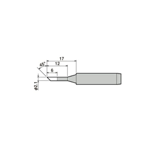 【用途】PX-501/601用交換こて先2C型(全周)。【機能・特徴】PX-501/601用の替こて先2C型(全周)です。RoHS対応品です。【仕様】●全長：43mm×直径6.5mm。●こて先径：直径2.1mm。●こて先タイプ：2C型(全周...