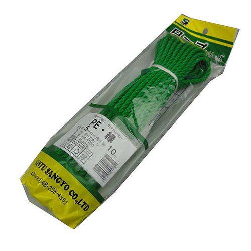 【用途】荷物の固定・梱包用。【機能・特徴】固くて強く、耐水性が良いです。【仕様】●サイズ(約)：太さ5mm×長さ10m。●使用目安：約40kg。【材質】●ポリエチレン。【送料について】北海道、沖縄、離島は送料を頂きます。