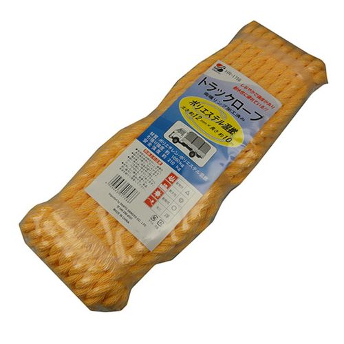 【用途】シート止等・荷物の固定。【機能・特徴】両端リング加工済みです。【仕様】●サイズ(約)：太さ12mm×長さ10m。●引張強度：約1050kg。●安全強度：約210kg。【材質】●ポリエチレン。●ポリエステル混撚。【注意事項ほか】●使用...