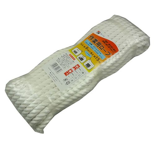 【用途】シート止等・荷物の固定。【機能・特徴】結束・荷掛・シートの固定に最適です。【仕様】●サイズ(約)：太さ9mm×長さ15m。●引張強度：約680kg。●安全強度：約135kg。【材質】●ポリエステル。【注意事項ほか】●使用前の点検を行...
