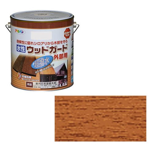 【用途】ログハウス・ウッドデッキ・雨戸・羽目板・板壁など屋外の未塗装木部への保護塗装。【機能・特徴】水性で塗りやすく、低臭タイプの木部専用塗料です。木目を生かした美しいステイン仕上げができ、日光や雨に強く耐候性が優れています。シロアリ、キク...