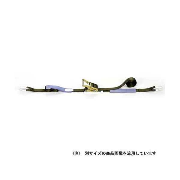 【商品特長】【用途】トラック搬送等での積荷の固定。【機能・特徴】走行中の衝撃荷重に強い、プロ仕様。熱処理済み本体金具に強靭なポリエステルベルト採用の安全設計です。プロテクター1枚、スリーブ2枚付きです。【仕様】●ベルト幅：50mm。●固定側...