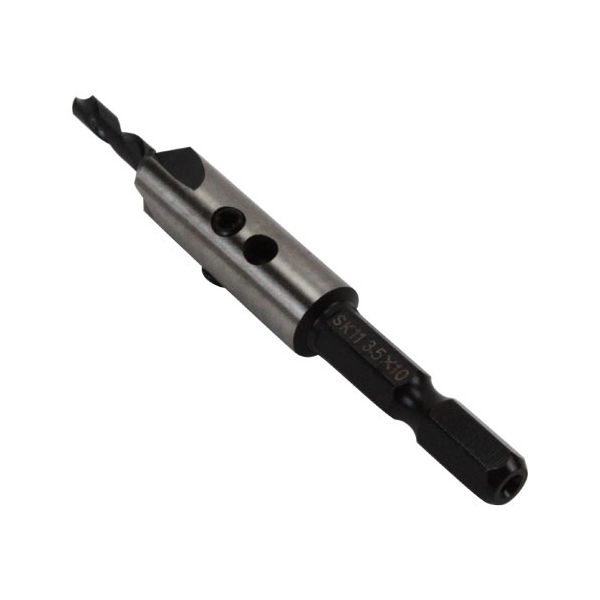 【商品特長】【用途】皿ネジ用下穴あけ＋皿取り作業。【機能・特徴】ハイス製で鉄・アルミ・木材への穴あけ加工が可能で高耐久です。皿取部3枚刃仕様で美しく丸い皿取り加工を実現します。【仕様】●皿取径：10．0mm。●センタードリル有効長：15mm...