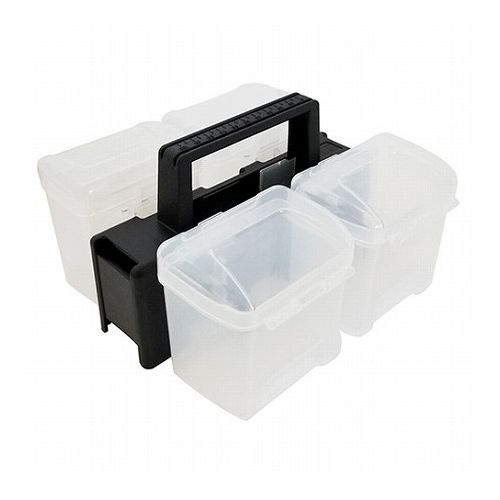 【商品説明】ネジ・釘等の収納に便利で、蓋が外側開きの為中身の取り出しがスムーズな、パーツケースBM−100の持ち運びストッカーです。【用途】ネジ・釘・ボルト・ナット等の小物の収納。【機能・特徴】取り外し可能なパーツケースが4個セットされてお...